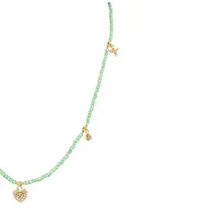 MADISON BEVERLY HILLS Aventurine Beaded Choker Necklace With Charm Accents