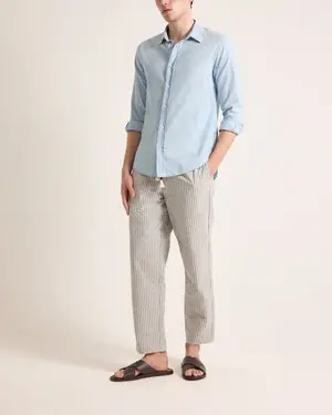 Orlebar Brown Giles Chambray Tailored Fit Chambray Shirt - Wave Blue