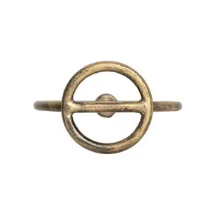 FORESIDE HOME AND GARDEN Brass Round Sculpture Taper Candle Holder Metal