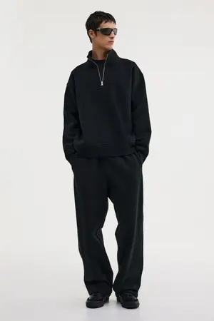 H&m Loose Fit Zip-top Sweatshirt - Black