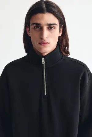 H&M Loose Fit Zip-top Sweatshirt - Black