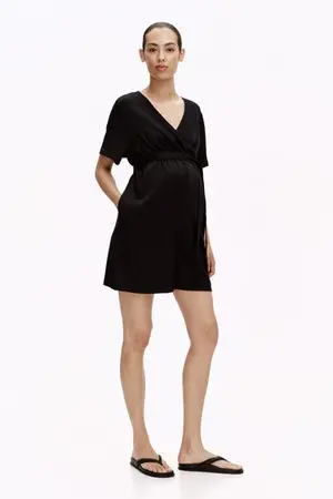 H&m Mama Crinkled Jersey Playsuit - Black