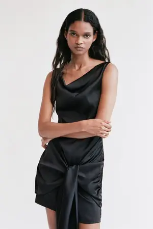 H&m Cowl Neck Satin Mini Dress