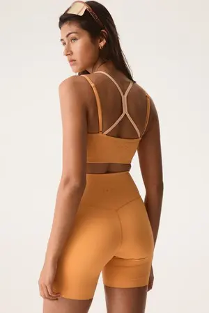 H&m High Waist Cycling Shorts With Sculptmove - Orange