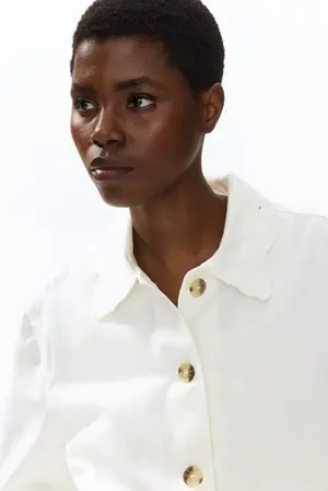 H&M Cotton Twill Jacket With Eyelet Embroidery