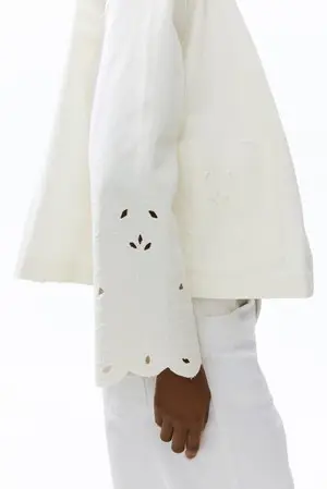 H&M Cotton Twill Jacket With Eyelet Embroidery
