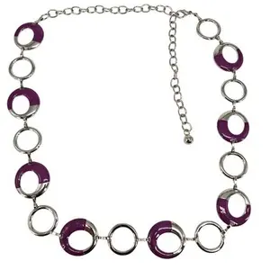 MADISON BEVERLY HILLS Vintage Silver Tone Enamel Chain Belt