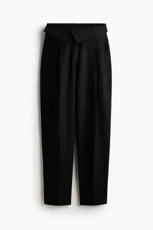 H&M Foldover Waistband Linen-blend Trousers