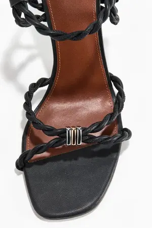 H&m Heeled Strappy Sandals With Twisted Detail