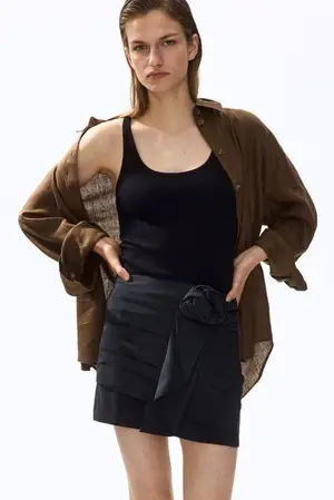 H&m Appliquéd Mini Skirt - Black