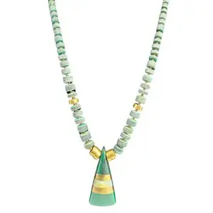 MADISON BEVERLY HILLS Vintage Santo Domingo Malachite And Shell Inlay Pendant Necklace - Green