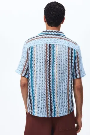 H&m Regular Fit Textured-knit Resort Shirt