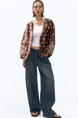 H&m Tie-belt Satin Blazer