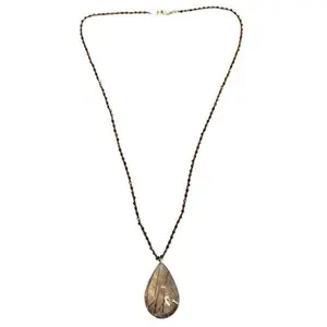 MADISON BEVERLY HILLS Rutilated Quartz Pendant Necklace With Copper-tone Beaded Chain