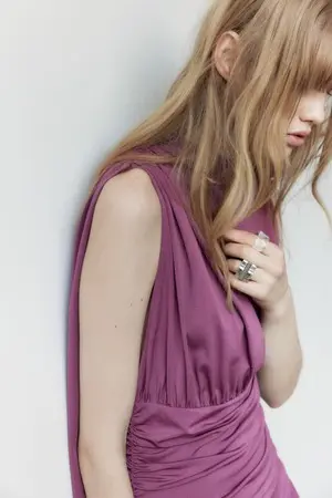 H&M Sleeveless Gathered Jersey Maxi Dress