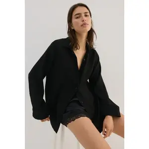 H&m Crinkled Viscose-blend Shirt - Black