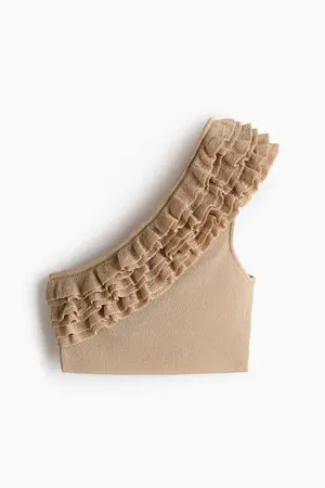 H&m Ruffled One-shoulder Crop Top