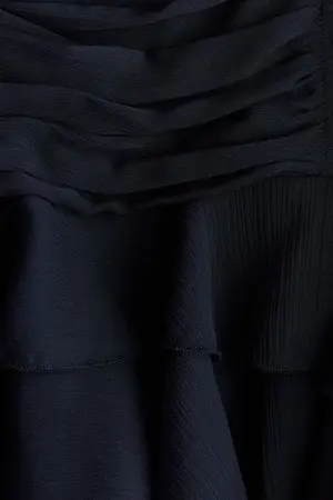H&m Draped Chiffon Strappy Dress - Navy Blue