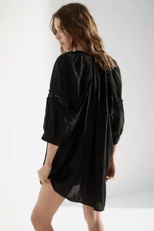 H&M Lace-inset Tunic Dress - Black