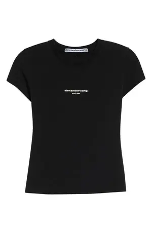 Alexander Wang Logo Print Fitted Stretch Cotton T-shirt