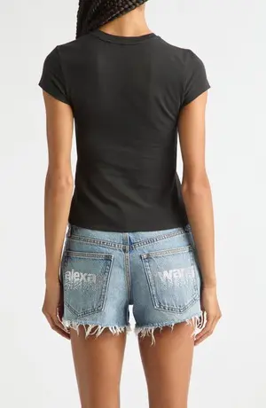 Alexander Wang Logo Print Fitted Stretch Cotton T-shirt - Black