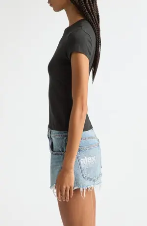 Alexander Wang Logo Print Fitted Stretch Cotton T-shirt - Black