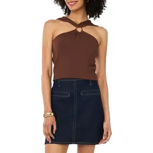 Vince Camuto Metal Ring Detail Knit Tank - Chocolate Fudge