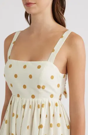 FLYING TOMATO Polka Dot & Border Print Cotton Dress