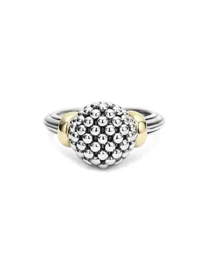 Lagos Sterling Silver Caviar Beaded Ring With 18k Gold