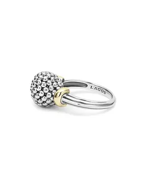 Lagos Sterling Silver Caviar Beaded Ring With 18k Gold