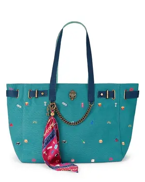 Kurt Geiger Sloane Large Embroidered Shopper Tote Bag - Medium Blue
