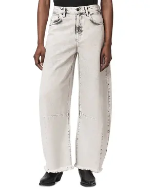 ALLSAINTS Payton High Rise Barrel Crop Jeans - Bleached Grey