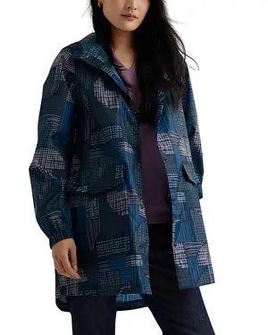 SEASALT CORNWALL Packable Raincoat - Inked Patchwork Maritime