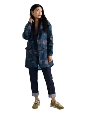 SEASALT CORNWALL Packable Raincoat - Inked Patchwork Maritime