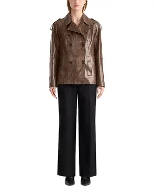 Mackage Double Breasted Leather Jacket - Umber