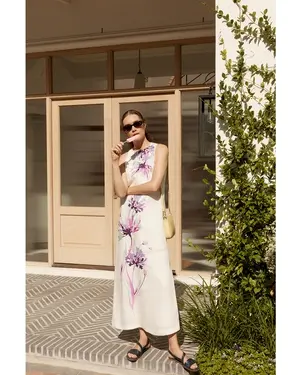 HOBBS LONDON Printed Linen Blend Maxi Dress