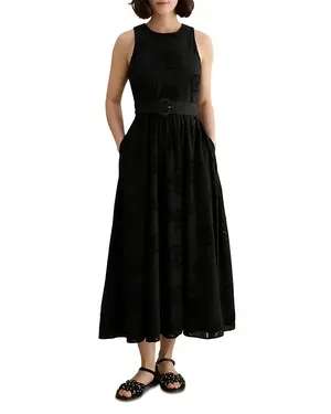 HOBBS LONDON Embroidered Midi Dress - Black