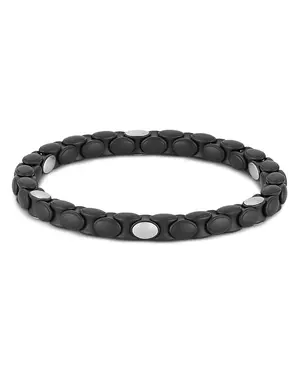 DEMEGLIO 18k White Gold Anaconda Ceramic Stretch Bracelet - Black