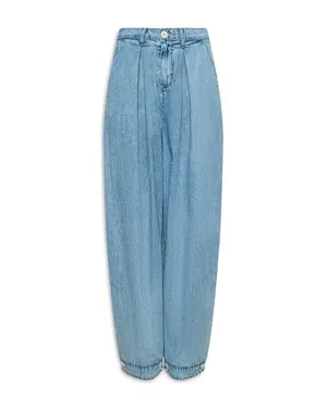 L'Agence Elias High Rise Convertible Wide Leg Ankle Jeans