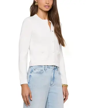 L'Agence Patsy Crop Crewneck Cardigan Sweater