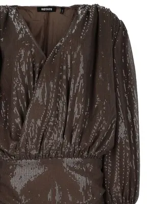 ROTATE BY BIRGER CHRISTENSEN Mini Abito Con Paillettes - Brown