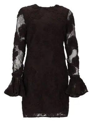 ROTATE BY BIRGER CHRISTENSEN Mini Dress With 3d Floral Appliqu - Brown