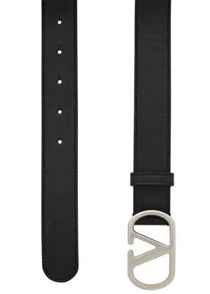 Valentino Garavani Vlogo Leather Belt - Black