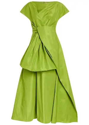 ROKSANDA Nila Twisted Taffeta Midi Dress - Lime