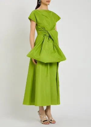 ROKSANDA Nila Twisted Taffeta Midi Dress - Lime