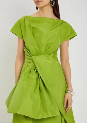 ROKSANDA Nila Twisted Taffeta Midi Dress - Lime