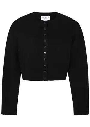 Victoria Beckham Vb Body Cropped Stretch-knit Cardigan - Black