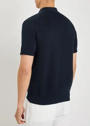 Sunspel Ribbed Knit Cotton Polo Shirt
