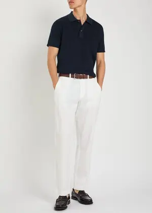 Sunspel Ribbed Knit Cotton Polo Shirt