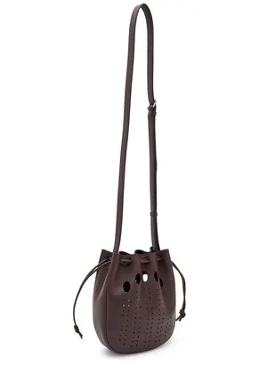 Valentino Garavani Perforated Grained Leather Bucket Bag